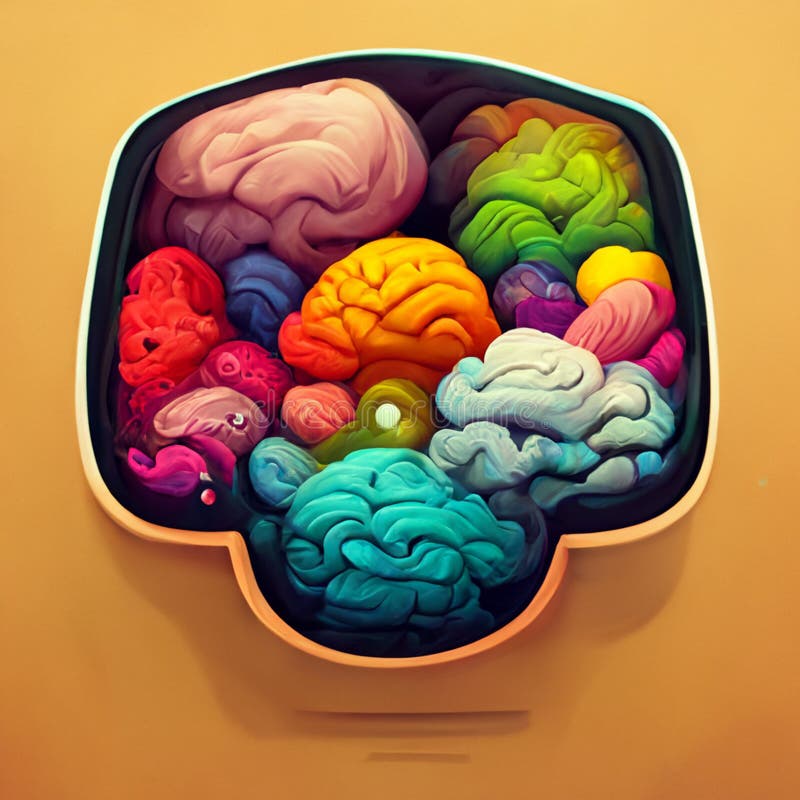 Colorful Creative Human Brain. Cartoon Style Stock Illustration ...