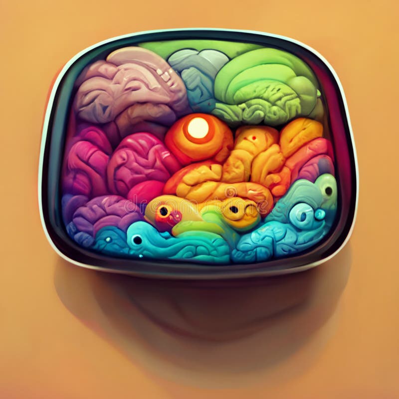 Colorful Creative Human Brain. Cartoon Style Stock Illustration ...