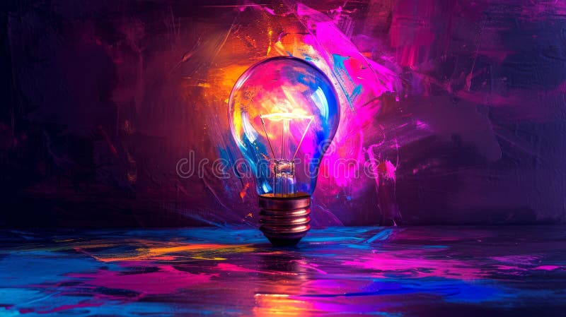 Colorful Creative Idea Concept with Lightbulb Stock Illustration ...