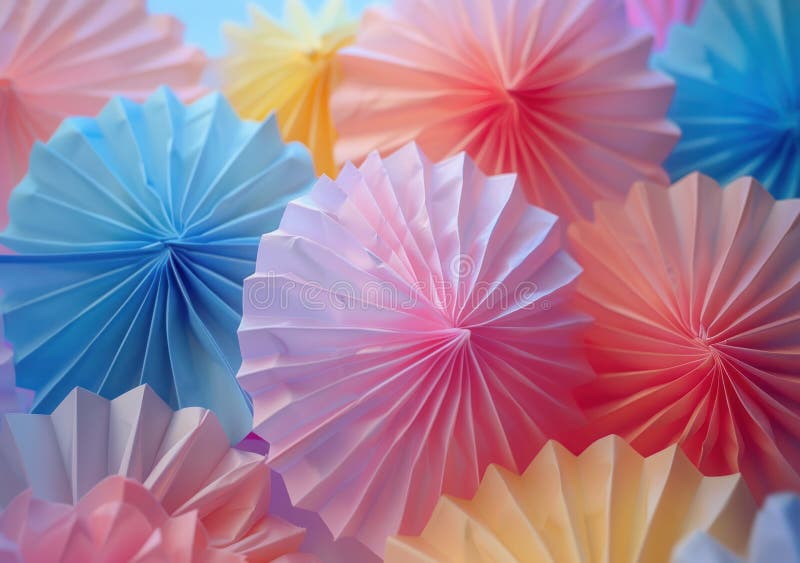 Colorful and Creative Paper Fans on White Stock Illustration ...
