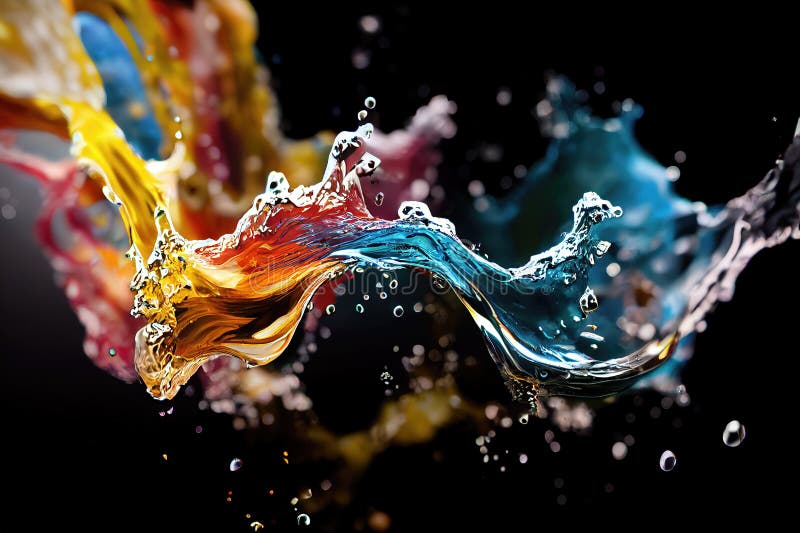 Colorful Creative Splash in a Rendered Wave Style, Ai Generated Image ...