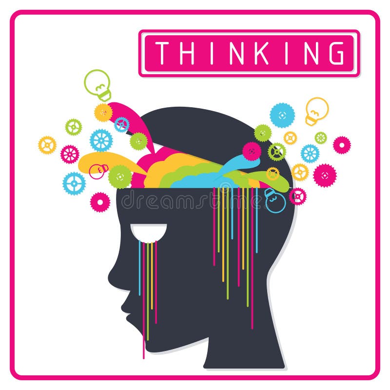 Imagination And Thinking Concept With Colorful Brain Stock Vector ...