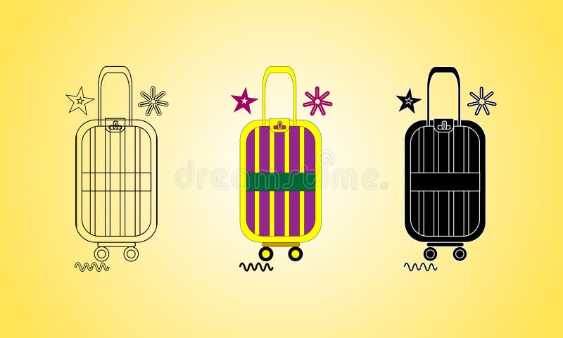 Illustrative Vector of Three Suitcase Designs with Stars and Travel ...