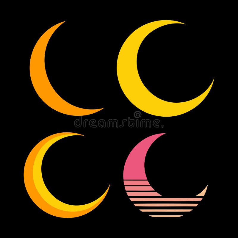 Colorful Crescent Moon Icons with Gradient and Abstract Design Elements ...