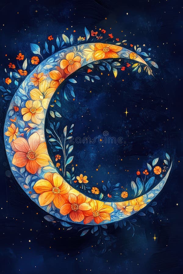 Colorful Crescent Moons, Vibrant Crescent Moon Illustrations Featuring ...