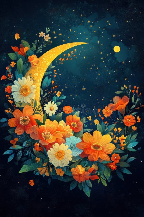 Colorful Crescent Moons, Vibrant Crescent Moon Illustrations Featuring ...