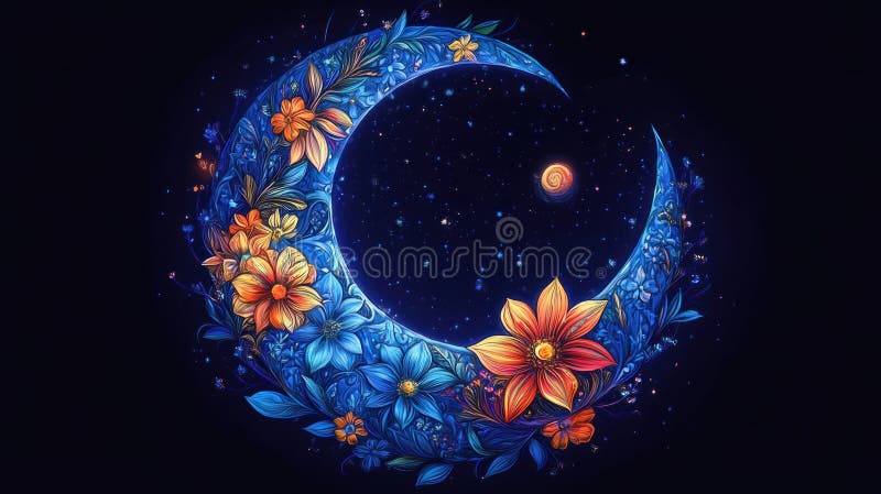 Colorful Crescent Moons, Vibrant Crescent Moon Illustrations Featuring ...