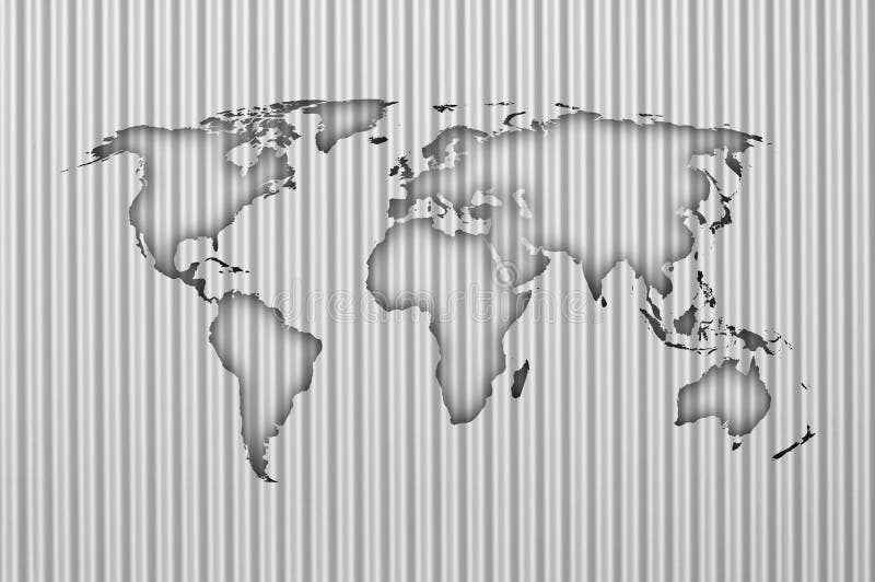Map of the World on Corrugated Iron Stock Illustration - Illustration ...