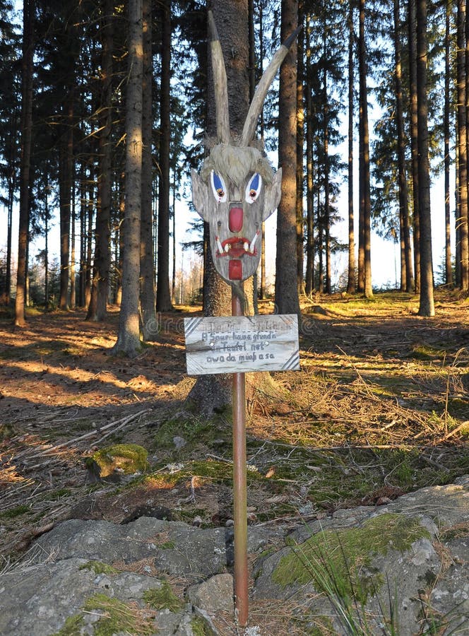 Wooden Devil in Bavarian Forest Stock Image - Image of frauenau, symbol ...