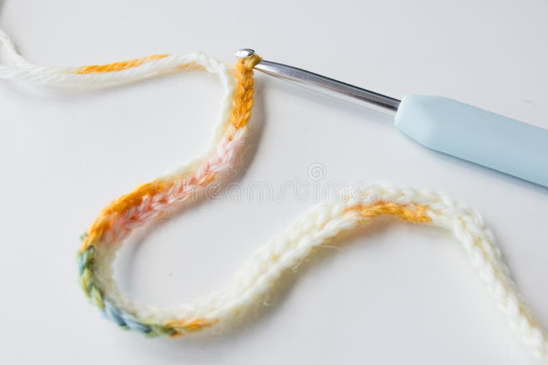 Colorful Crochet Chain with Hook on White Background Stock Photo ...