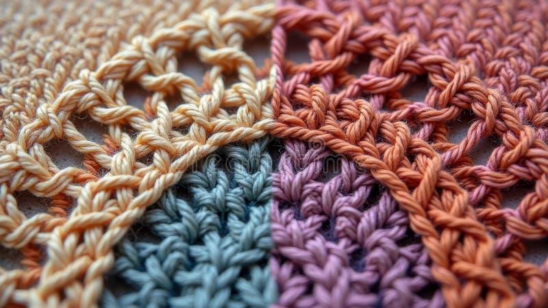 Colorful Crochet Patterns with Intricate Yarn Details in Woven Circles ...