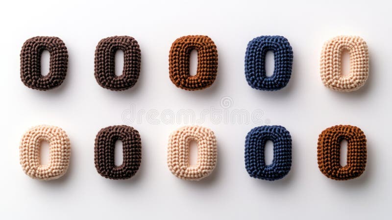 Colorful Crocheted Knitted Numbers Set on White Background for Creative ...