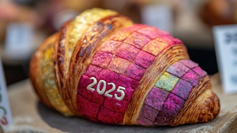 Colorful Croissant with 2025 Design in Vibrant Bakery Display Stock ...