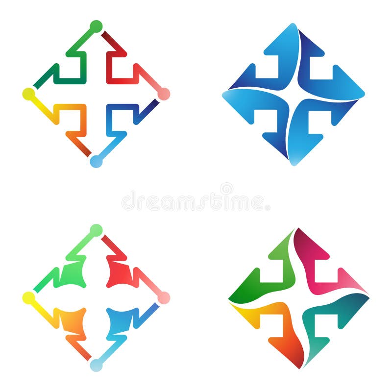 Colorful Cross Arrow Way Direction Sign Symbol Stock Vector ...