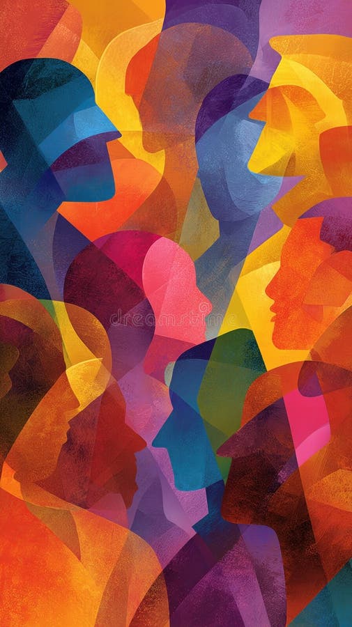 Colorful Crowd Expressing Diversity and Communication Stock Photo ...