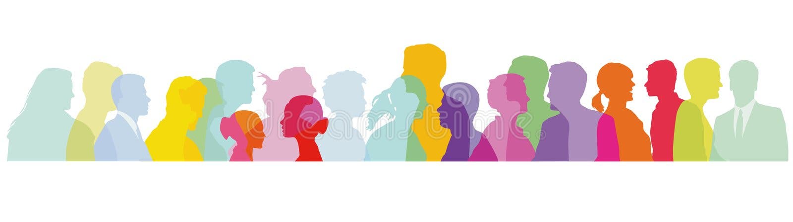 Crowd. Faces Collection. People Faces Vector Collage. Outline People ...