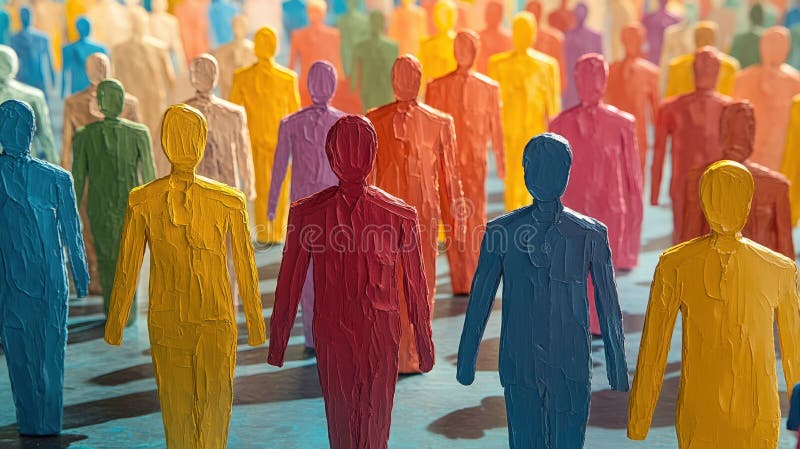 Colorful Crowd of Figures, Diverse Community and Many People ...