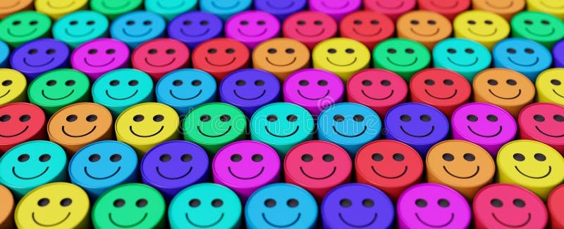 Colorful Crowd of Round Happy Face Characters 3d Render Stock ...