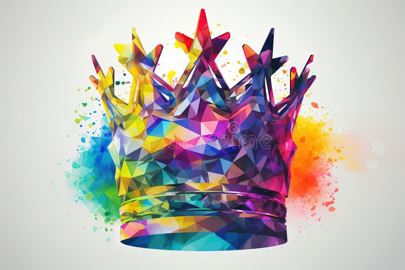Colorful Crown in the Style of Watercolor Paint and Ink Splash or ...