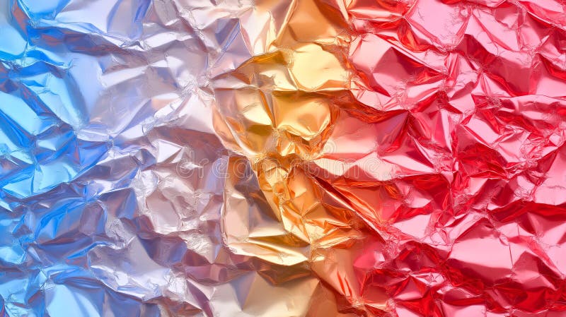 Colorful Crumpled Foil Texture with Red, Blue, and Gold Metallic ...
