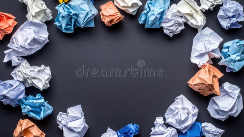 Colorful Crumpled Paper Frame Creates Dynamic Texture and Space Stock ...