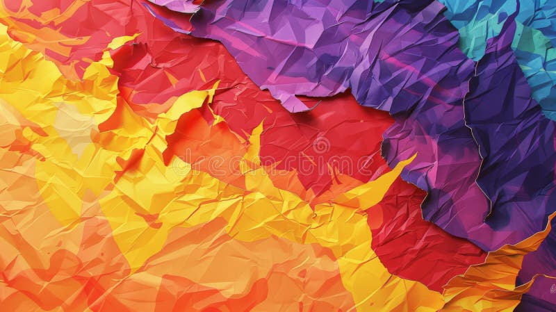 Colorful Crumpled Paper Texture, Vibrant Abstract Background. Stock ...