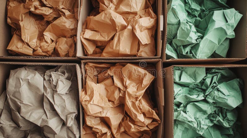 Colorful Crumpled Paper Textures in Cardboard Boxes for Eco-friendly ...