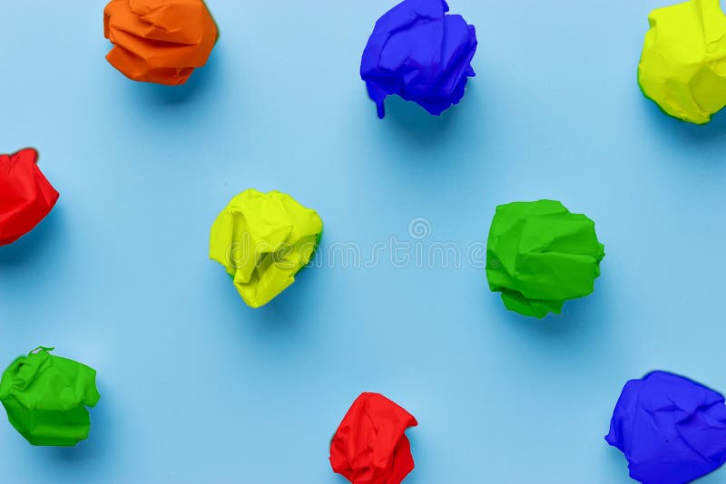 Colorful Crumpled Pieces of Paper Stock Image - Image of garbage ...