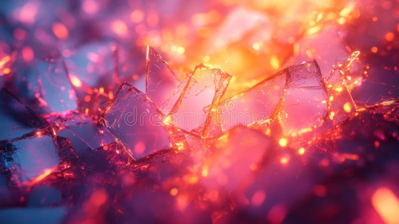 Colorful Crushed Ice Pieces Illuminated by Warm Light Creating an ...