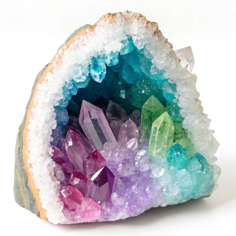 Colorful Crystal Cave on Transparent Background Stock Illustration ...