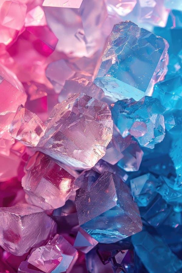Colorful Crystal Cluster with Pink and Blue Hues. Stock Image - Image ...