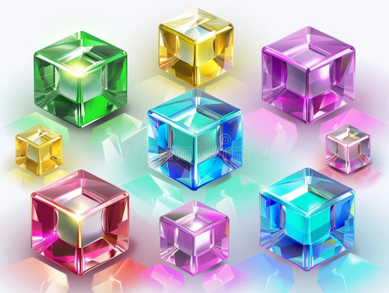 Colorful Crystal Cubes Collection Stock Photo - Image of facet, vibrant ...