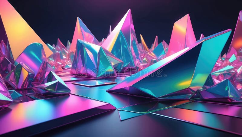 Colorful Crystal Formations Shining with Vibrant Lights on a Dark ...