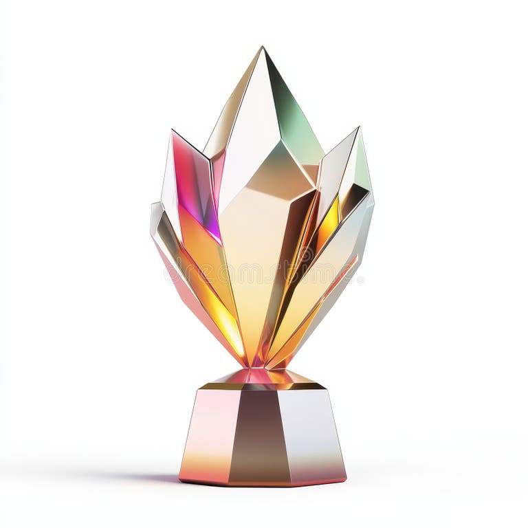 A Colorful, Crystal-like Trophy with Sharp Facets, Symbolizing ...