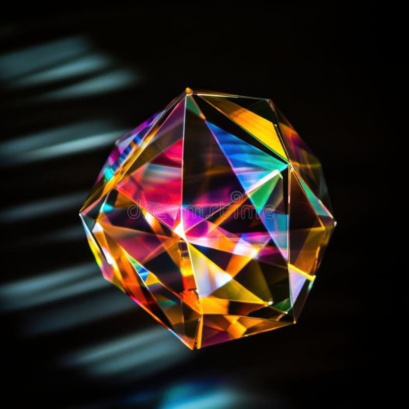 Colorful Crystal Prism Reflecting Light in Abstract Patterns Stock ...
