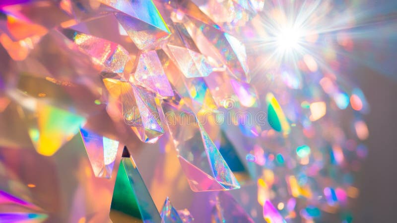 Colorful Crystal Prisms with Bright Light and Lens Flare Stock ...