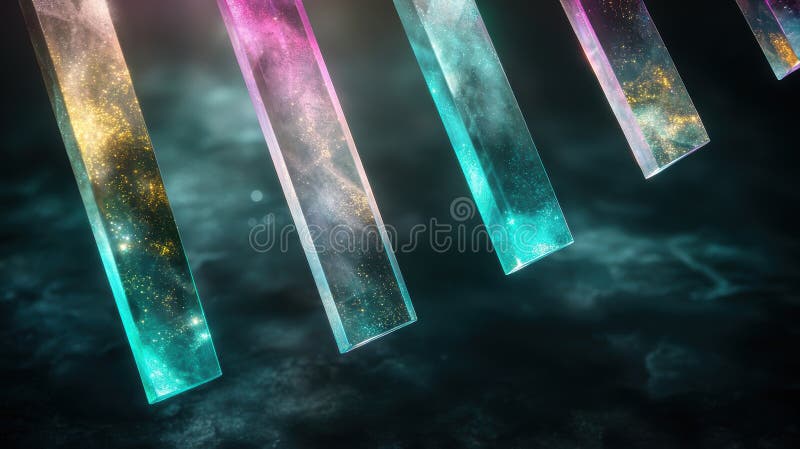 Colorful Crystal Prisms Floating in Space Stock Illustration ...