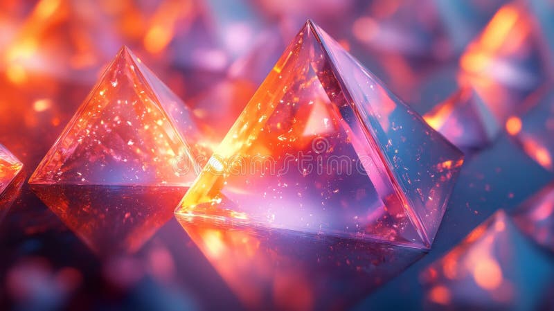 Colorful Crystal Pyramids Reflecting Light in a Vibrant Display of ...