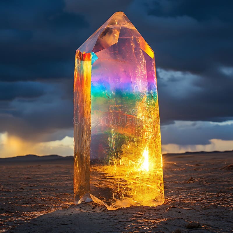 Colorful Crystal with Reflection Under Dramatic Sky Stock Photo - Image ...