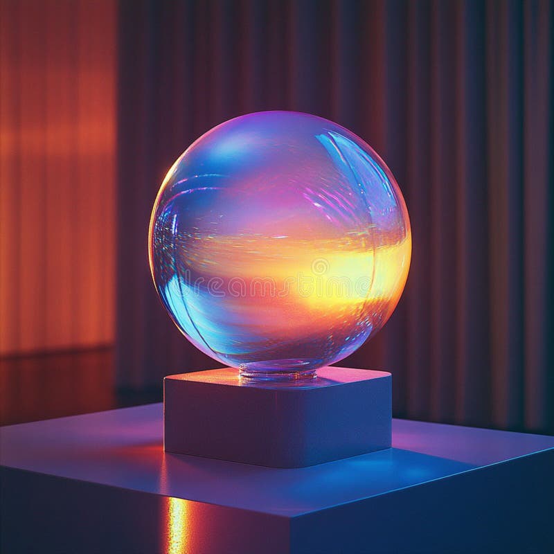 Colorful Crystal Sphere Reflecting Vibrant Light Patterns in Artistic ...