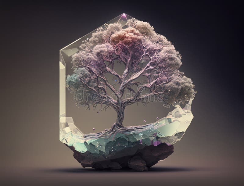 Colorful Crystal Tree Hybrid Created with Generative AI Technology ...