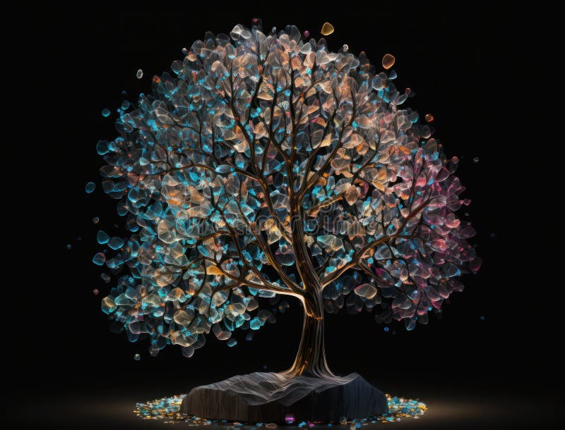 Colorful Crystal Tree Hybrid Created with Generative AI Technology ...