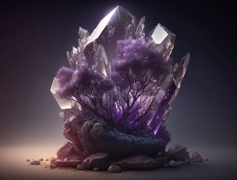 Colorful Crystal Tree Hybrid Created with Generative AI Technology ...