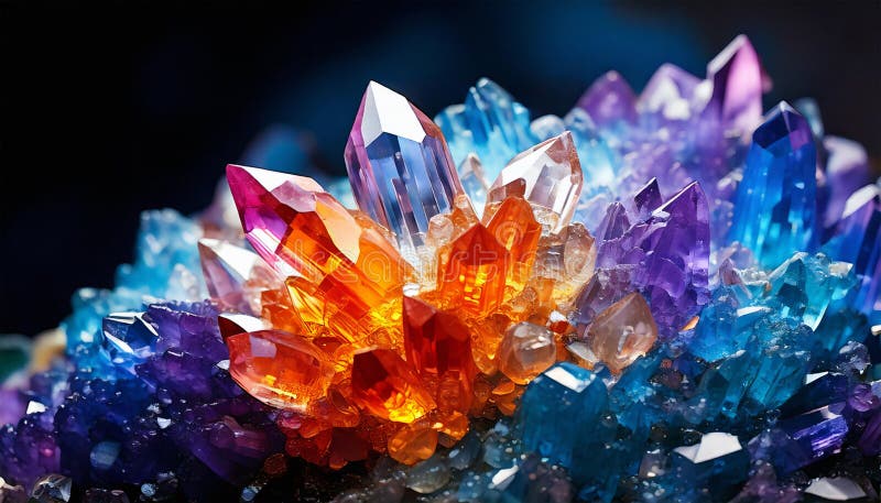 Colorful crystals stock illustration. Illustration of faceted - 347132832