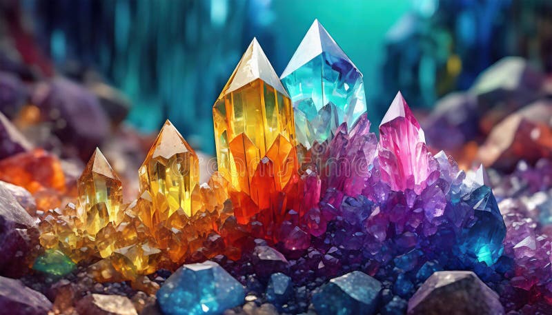 Colorful crystals stock illustration. Illustration of illuminated ...
