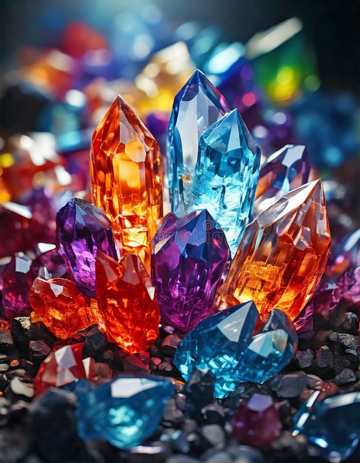 Colorful crystals stock illustration. Illustration of growth - 347132817