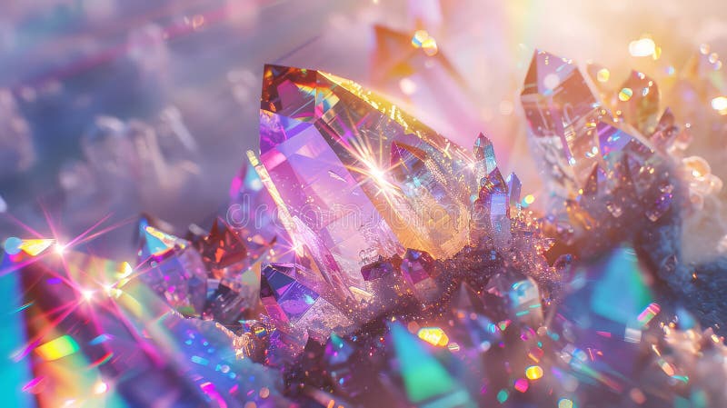 Colorful Crystals in Digital Artwork Display a Shimmering Rainbow Sheen ...