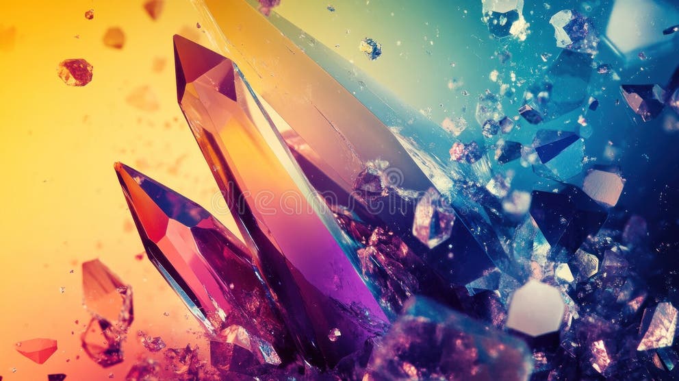 Colorful Crystals Exploding Stock Photo - Image of magic, digital ...