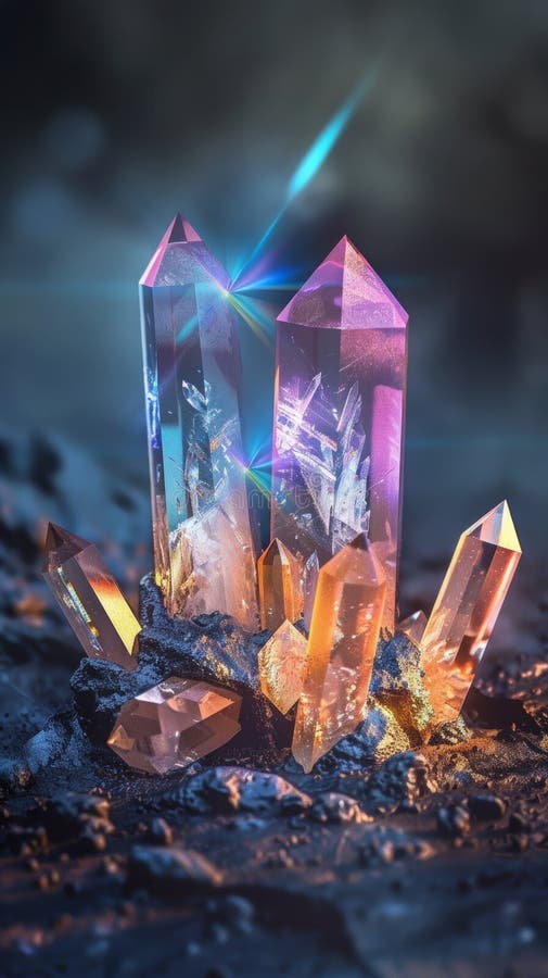 Colorful Crystals with Light Refraction Stock Photo - Image of cluster ...