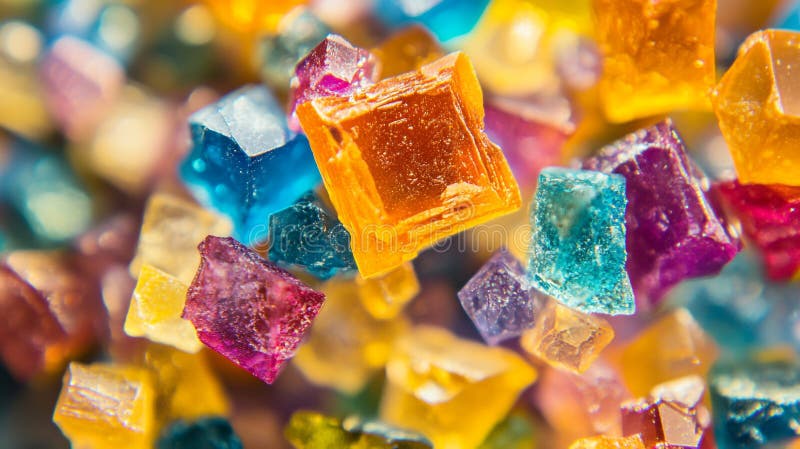Colorful Crystals Sparkle in Various Shapes and Sizes Scattered on a ...